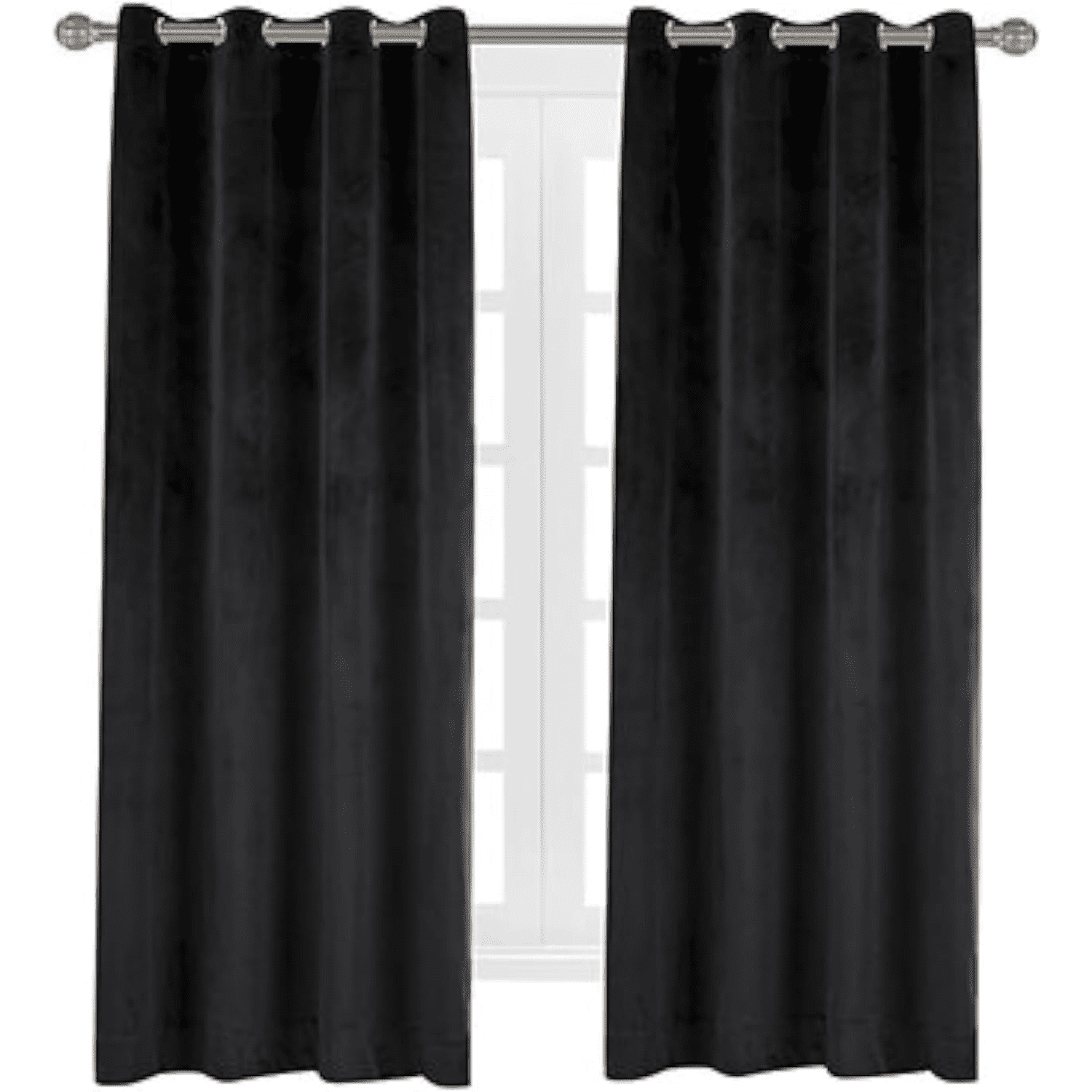 vbfgybxny Super Soft Heavy Velvet Smoky Gray Classic Blackout Curtains ...