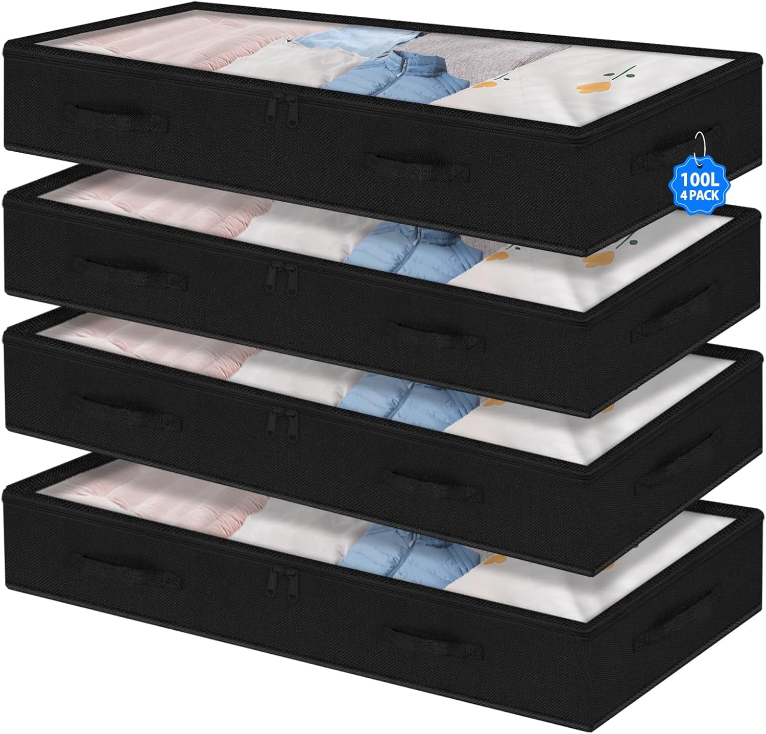 hlthdyz Underbed Storage Containers With Lids Low Profile Under Crib ...