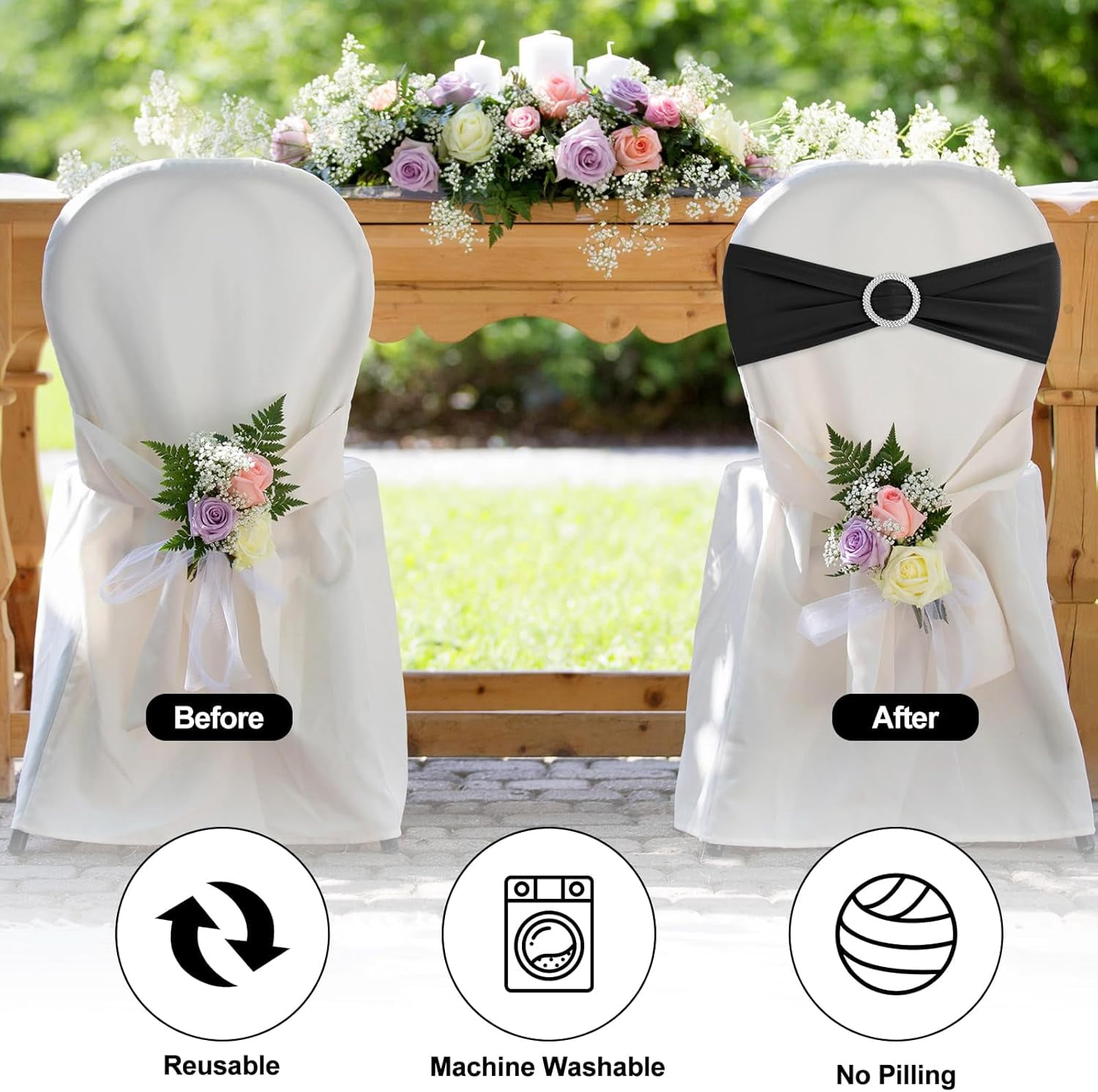 vbghyujn Red Chair Sashes 100 Pack Spandex Stretch Chair Band Sashes ...