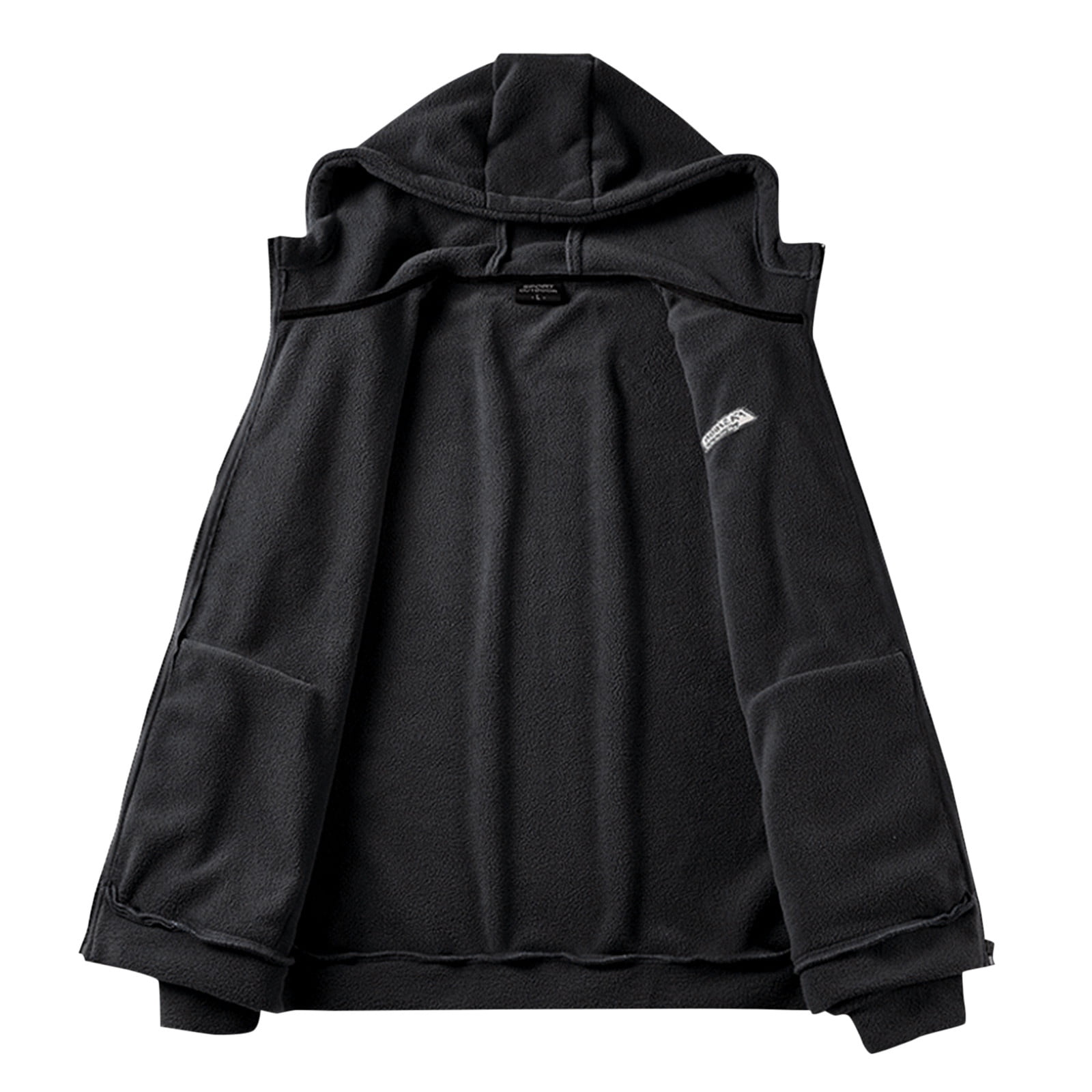 vbnergoie Men's Casual Solid Hooded Coat Long Sleeve Pocket Zipper Fly ...