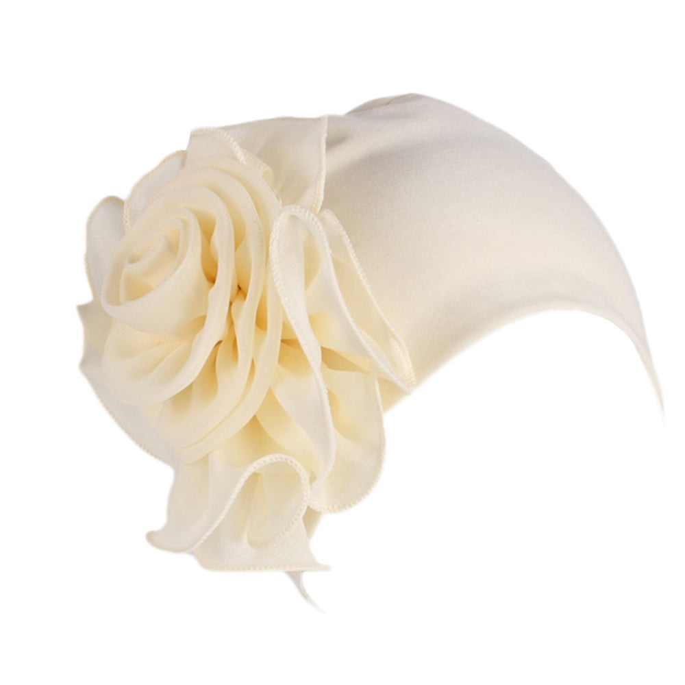vbnergoie Women Ladies Retro Big Flowers Hat Turban Hat Cap Pile Cap ...