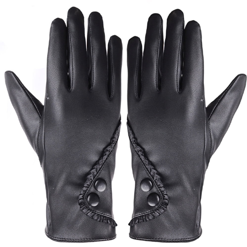 vbnergoie Women Lady Soft Leather Gloves Winter Warm Mitten Xmas Gift ...