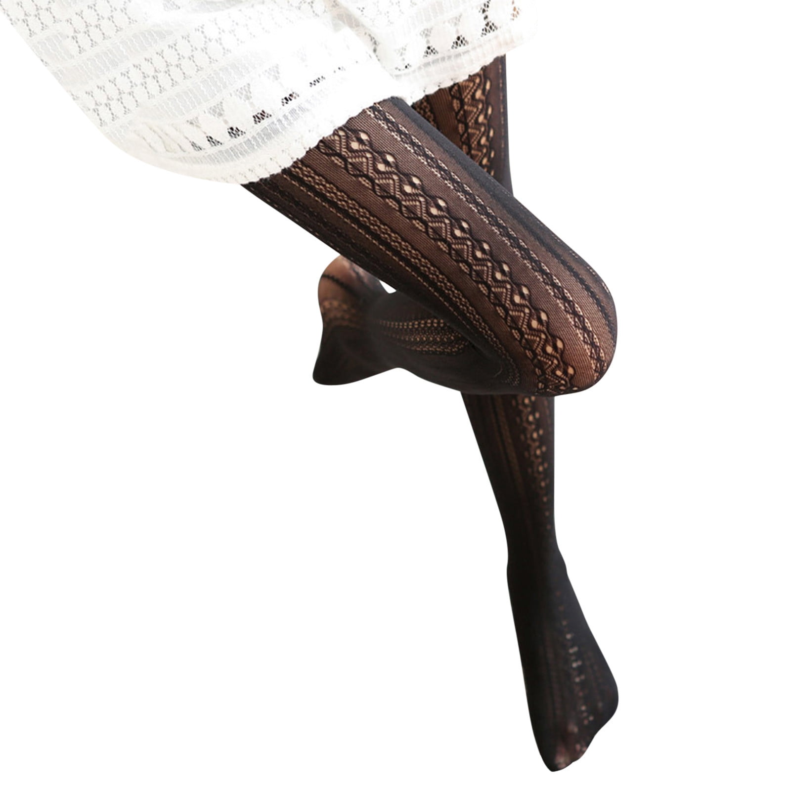 vbnergoie Women Retro Slim Transparent Carved Lace Stockings Pantyhose ...