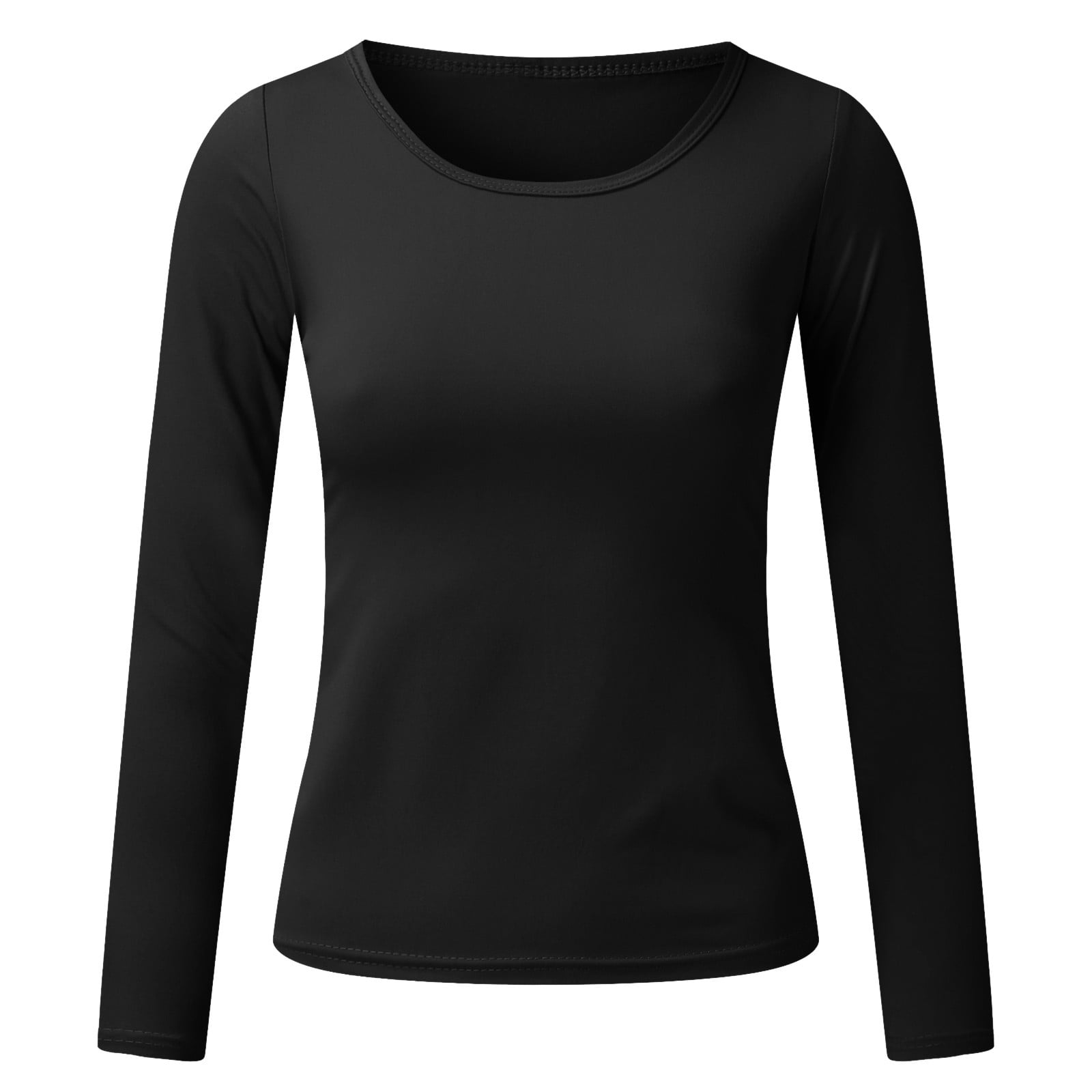 vbnergoie Women's Casual Solid Color Shirts Long Sleeve T-Shirts Loose ...