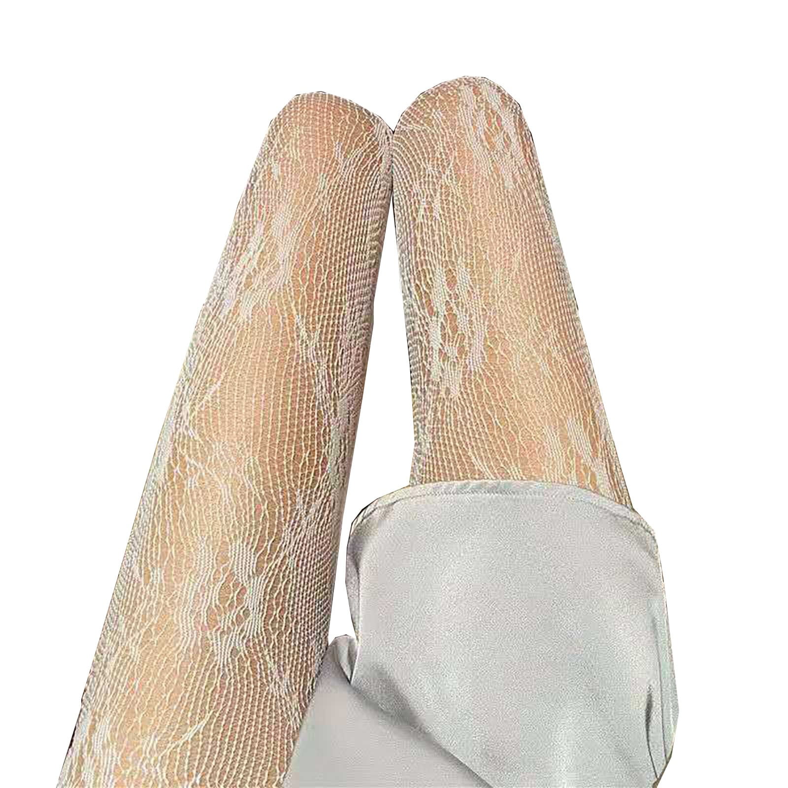 vbnergoie Women's Pattern Tights Fishnet Ribbon Floral Print Pantyhose ...