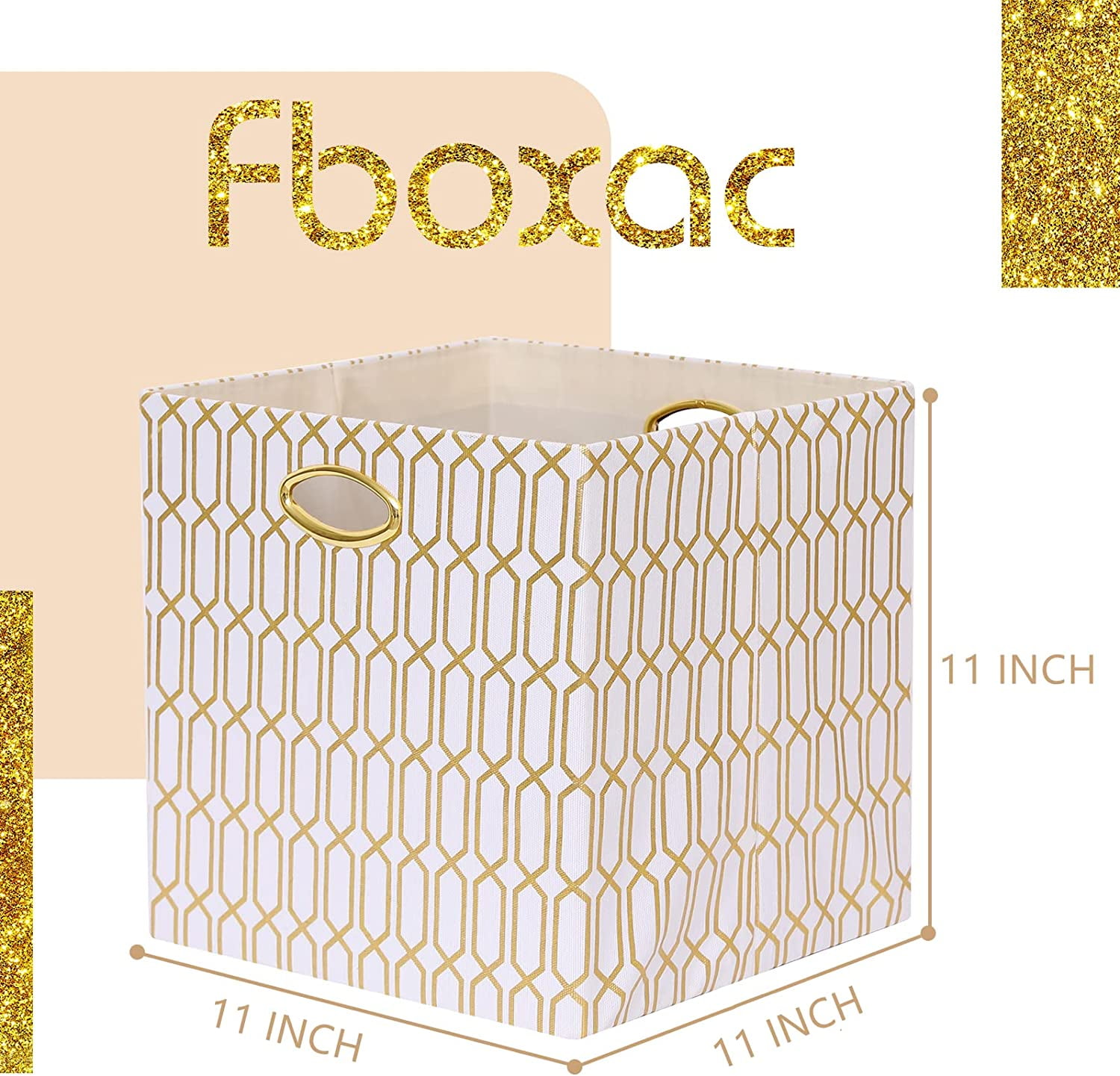 vbswyuop 11x11 Cube Storage Bins Polyester Foldable Box with Handles Collapsible Organization ...