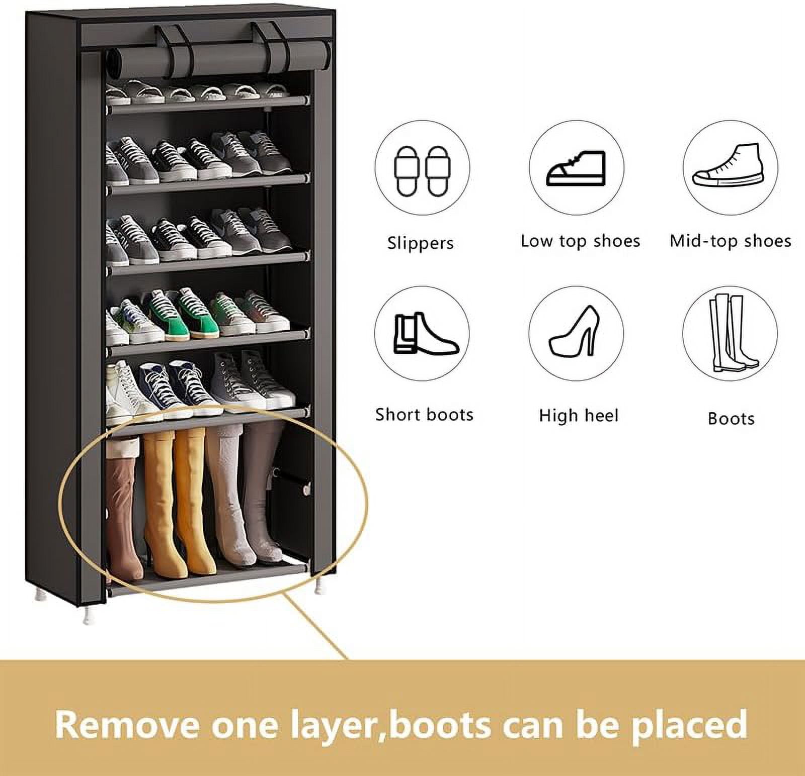 vbswyuop 9 Tier Shoe Rack Organizer Portable Shoe Shelf with Nonwoven ...