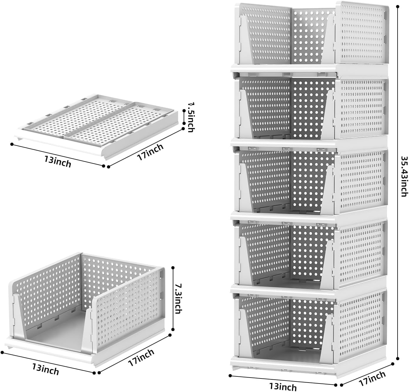 vbswyuop HCOCM Closet Organizers and Storage 4 Packs Stackable Plastic ...