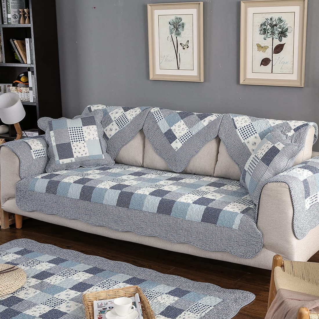 vctops Floral Real Patchwork Sofa Couch Covers Boho Cotton Quilted ...