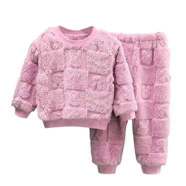 Bjutir Girl Pajamas Boys Flannel Clothes Long Sleeve Pants Winter Warm Soft Fuzzy Homewear With ...