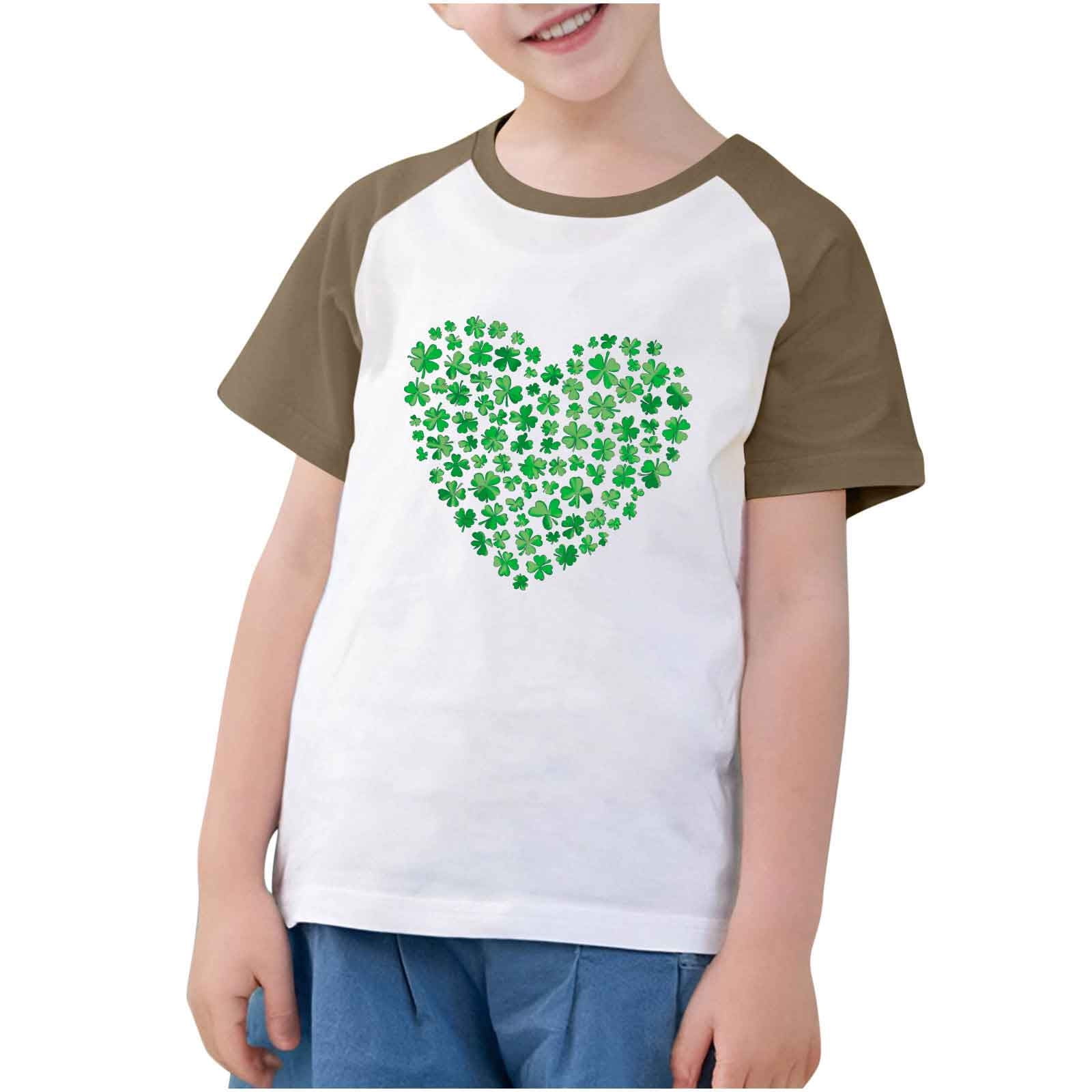 vdgthytj Boys Girls St Patrick's Day Tshirts Shamrock Crewneck Short ...