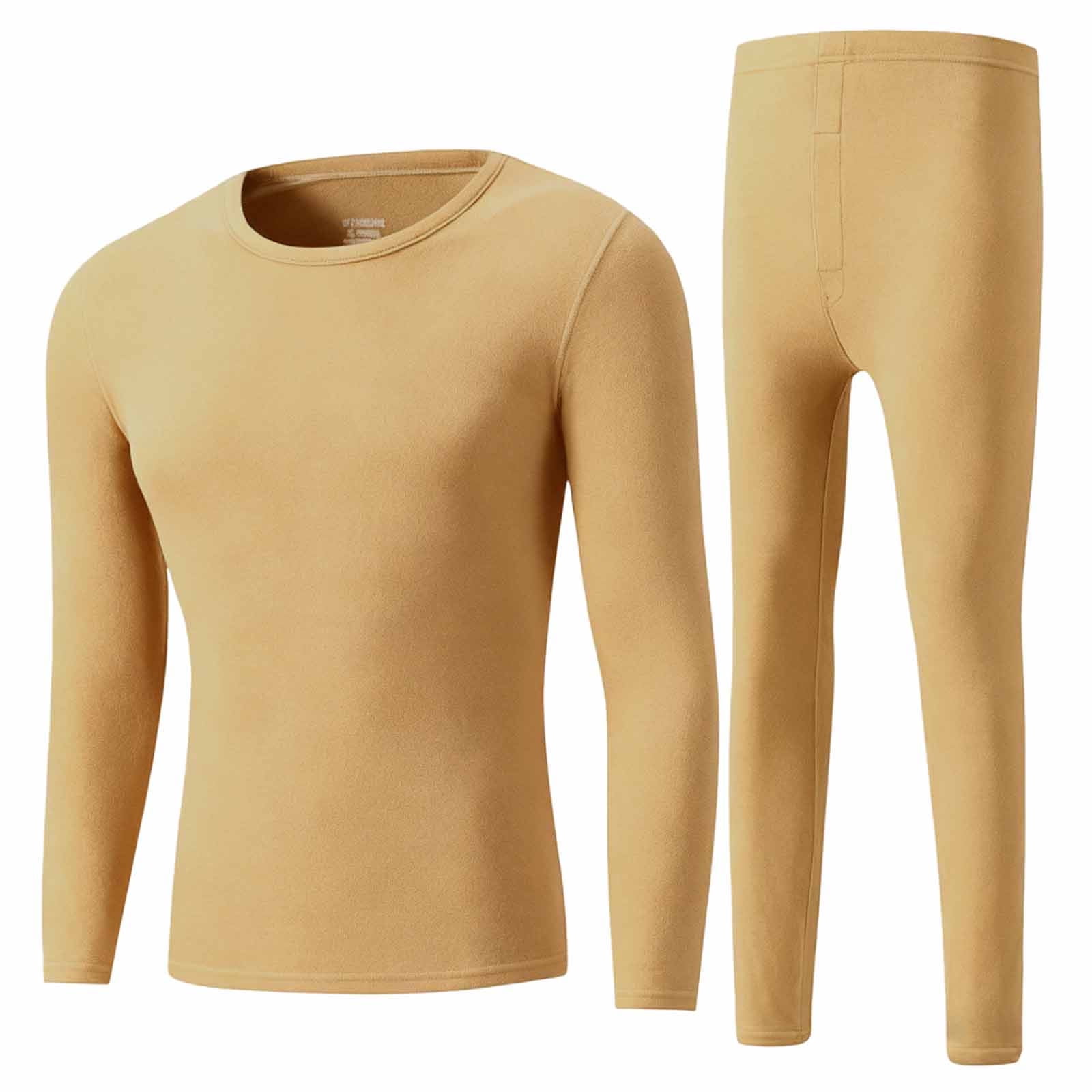 vdgthytj Men's Thermal Underwear Fleece Lined Long Johns Cold Weather ...
