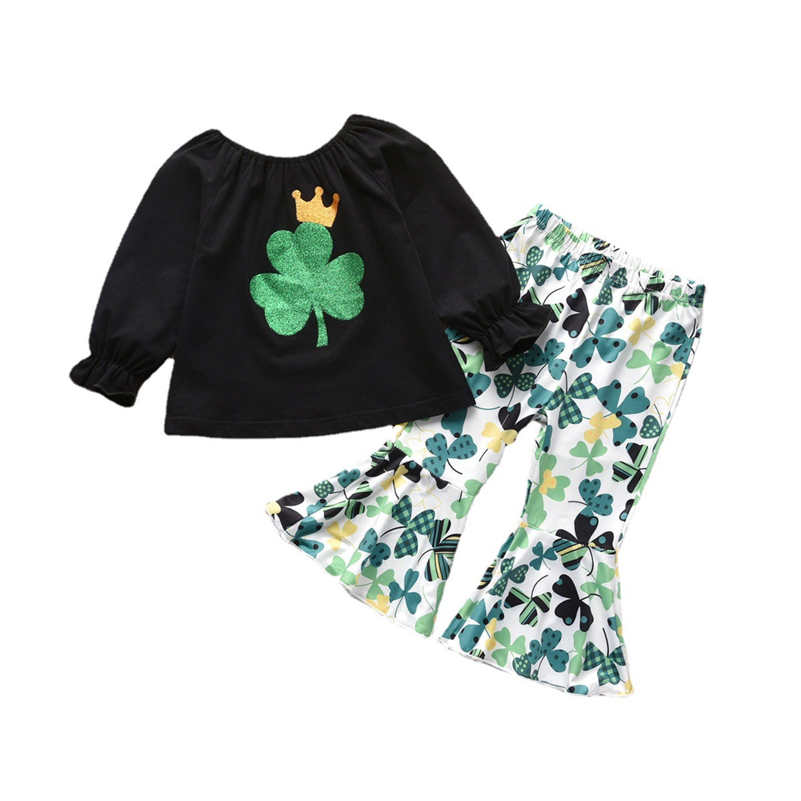 vdgthytj Toddler Baby Girl St Patricks Day Outfit Kids Shamrock Long ...