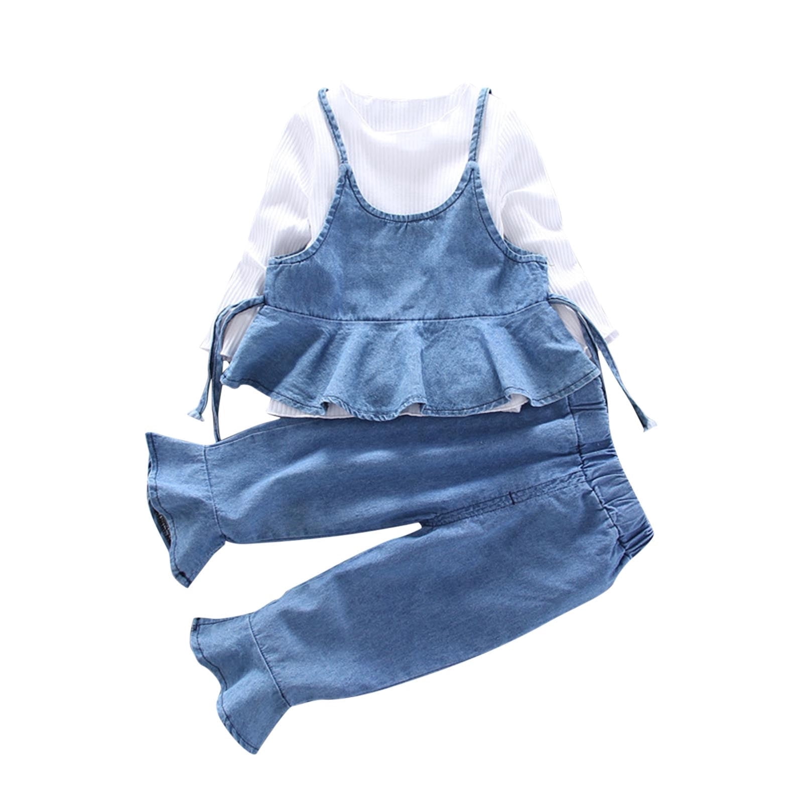 vdgthytj Toddler Baby Girl's 3 Piece Outfits Long Sleeve Shirts Ruffle ...