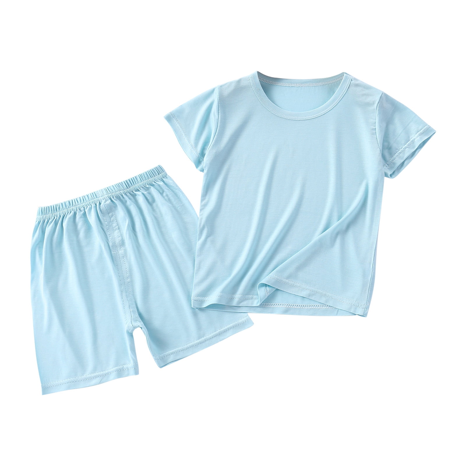 vdgthytj Toddler Boy Girl Summer Clothes Kids Casual Solid Color Short Sleeve Basic Tee Shirt ...