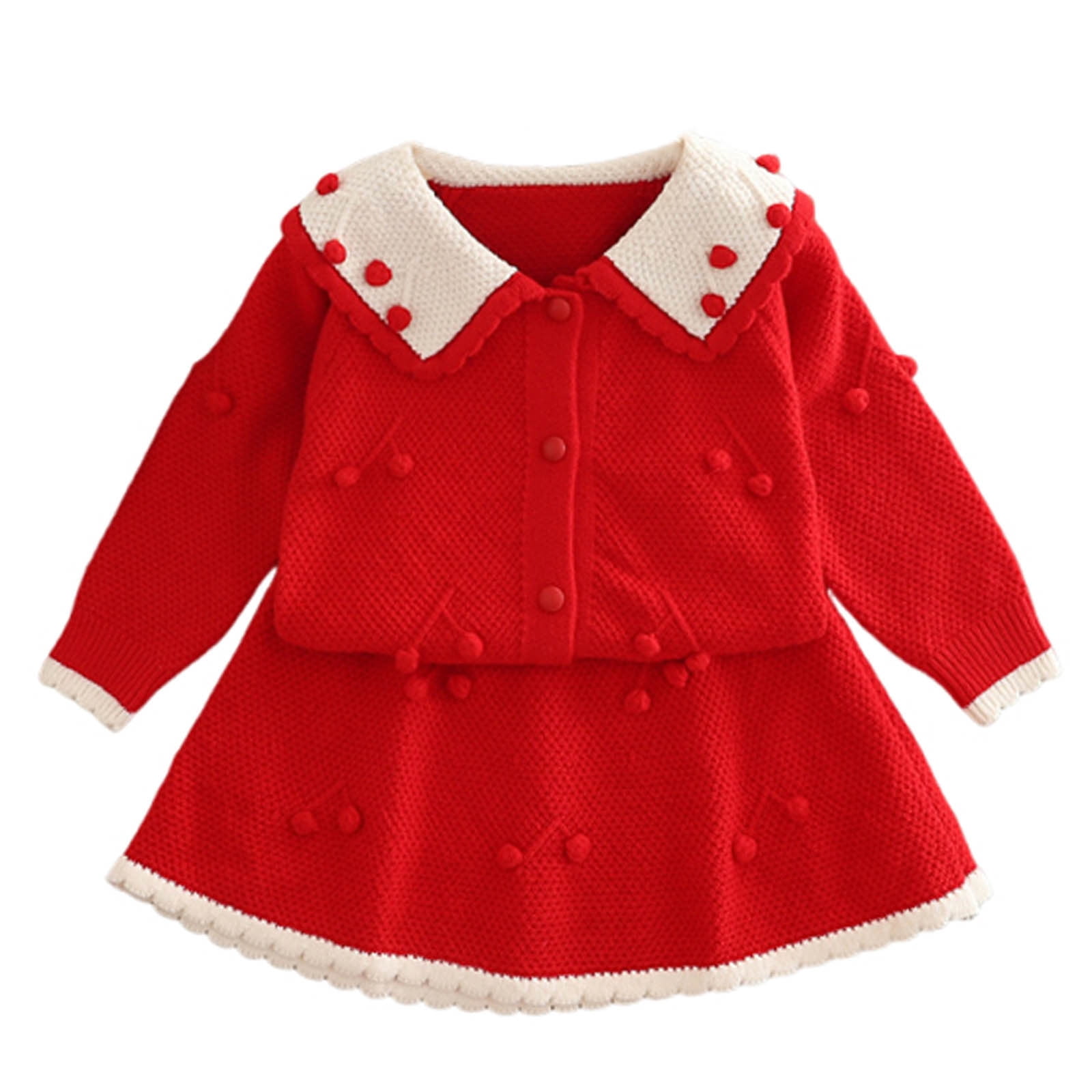 vdgthytj Toddler Girls Fall Outfits Long Sleeve Knitted Sweater Tops ...