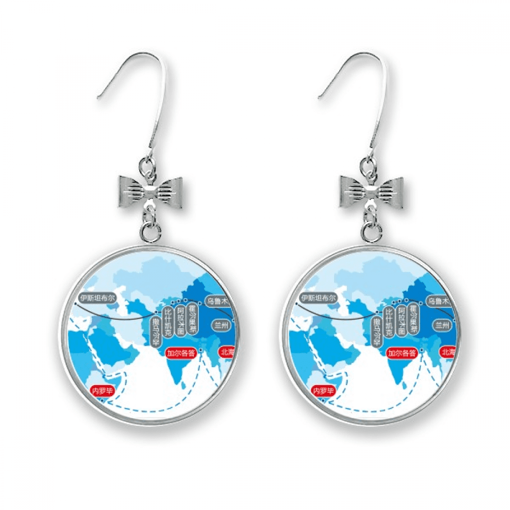 vector diagram journey silk road map bow earrings drop stud pierced ...