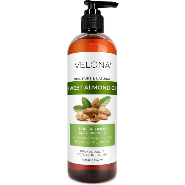 Velona 100% Pure Sweet Almond Oil, 16 oz - Refined, Cold Pressed for ...