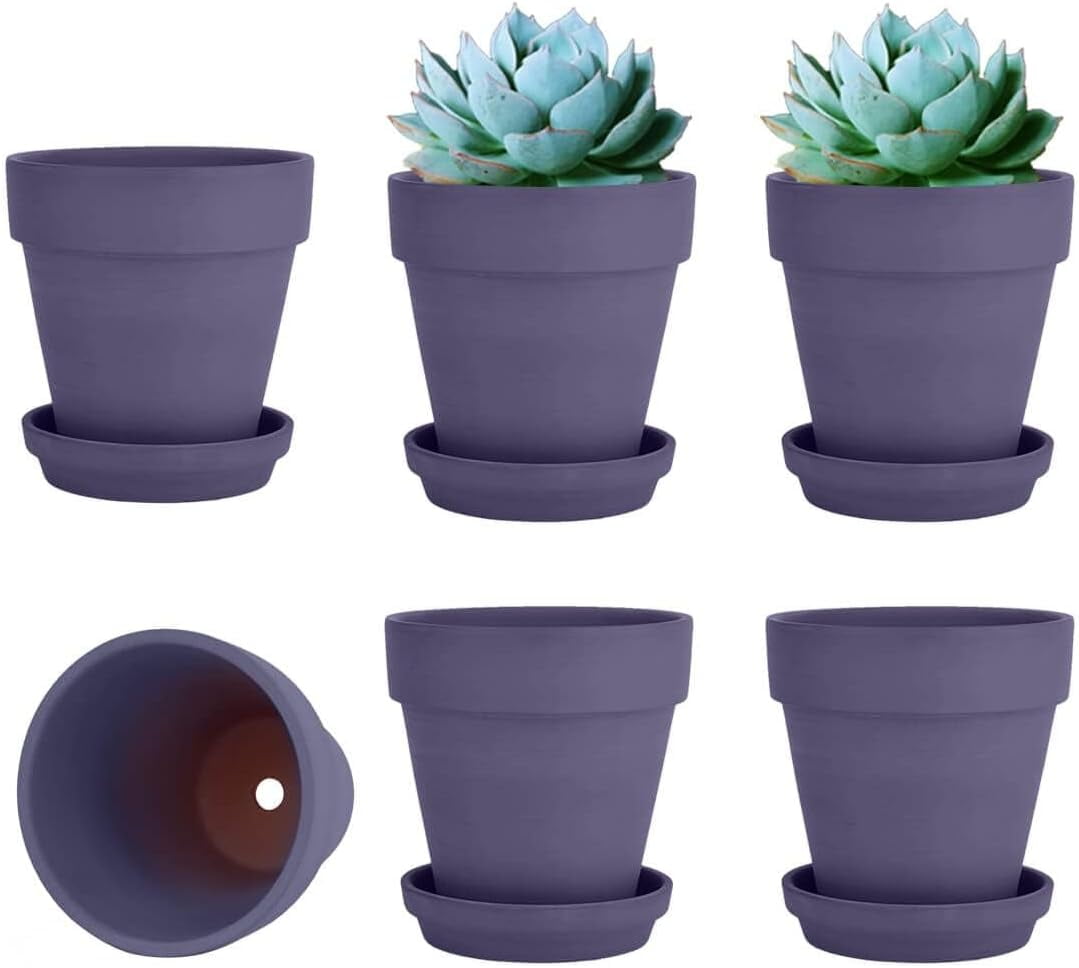 vensovo 4 Inch Terracotta Plant Pots with Saucer - 6 Pack Clay Flower ...