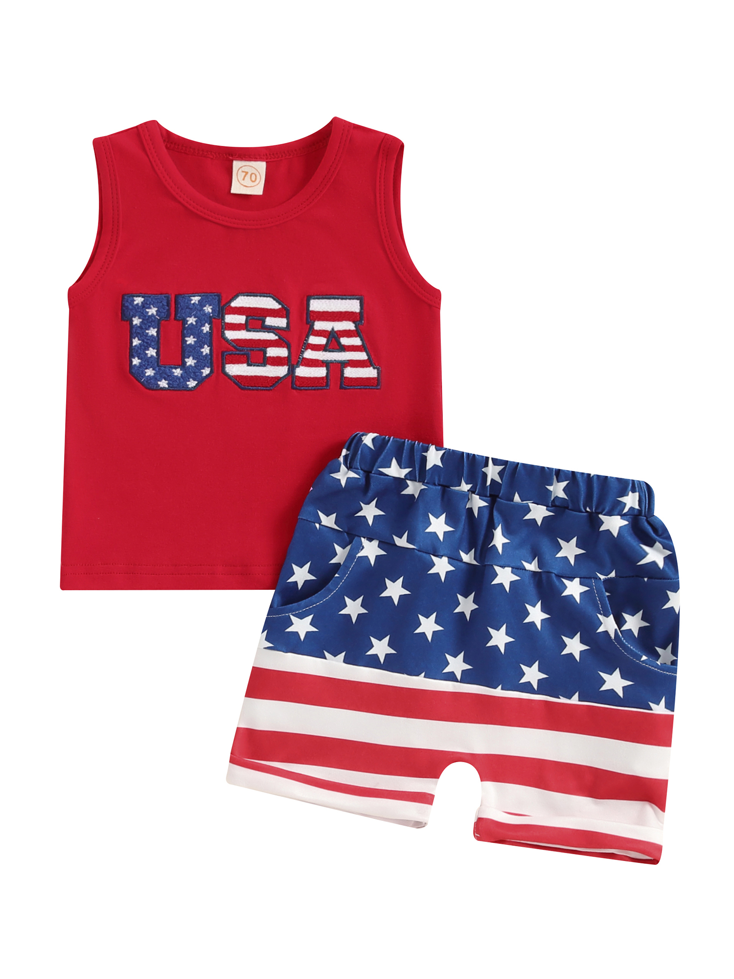 vera natura 4th of July Toddler Boys Outfits Fuzzy Letter Embroidered ...