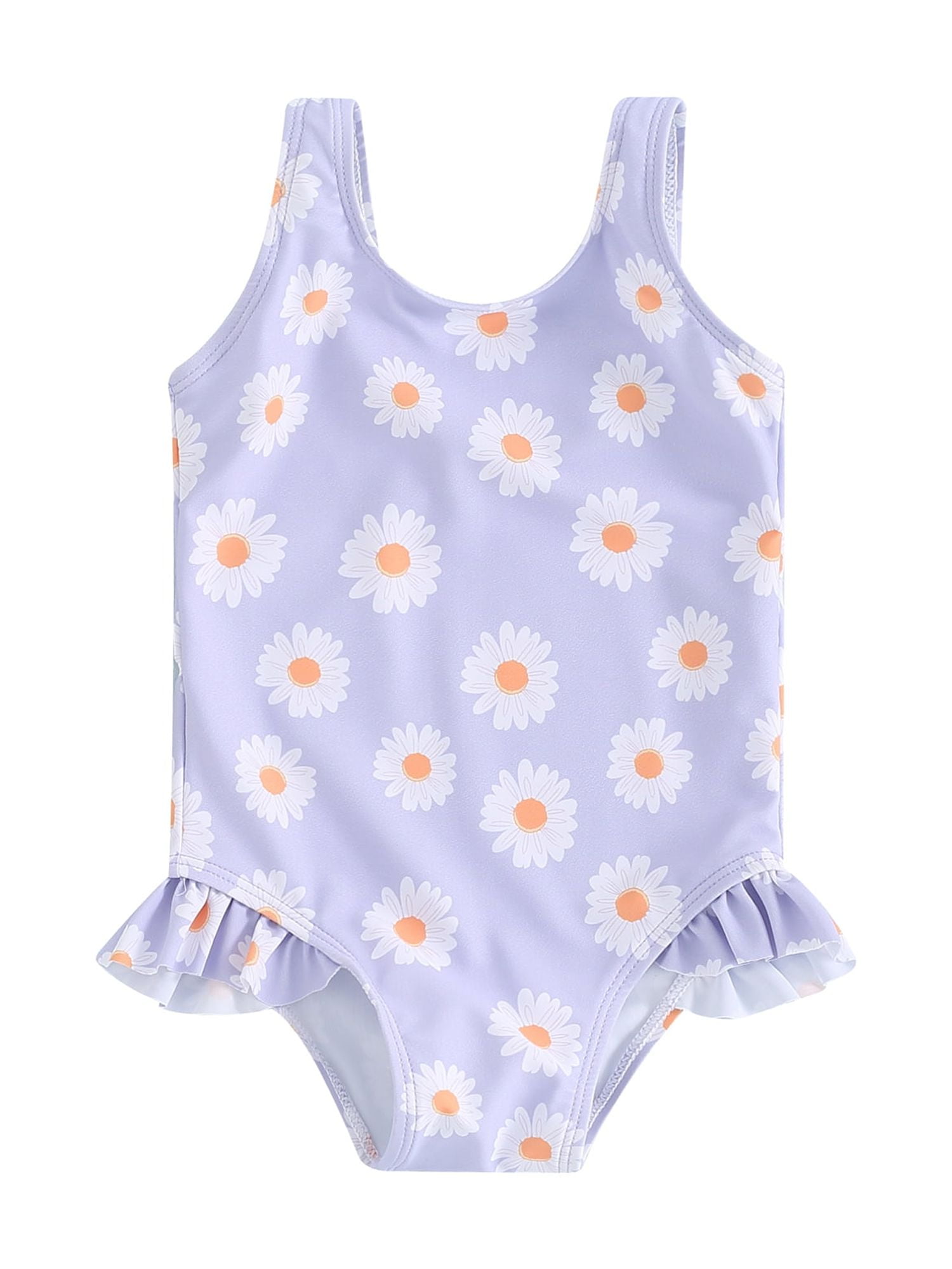 vera natura Baby Girl Swimwear Summer Floral Print Sleeveless Ruffle ...