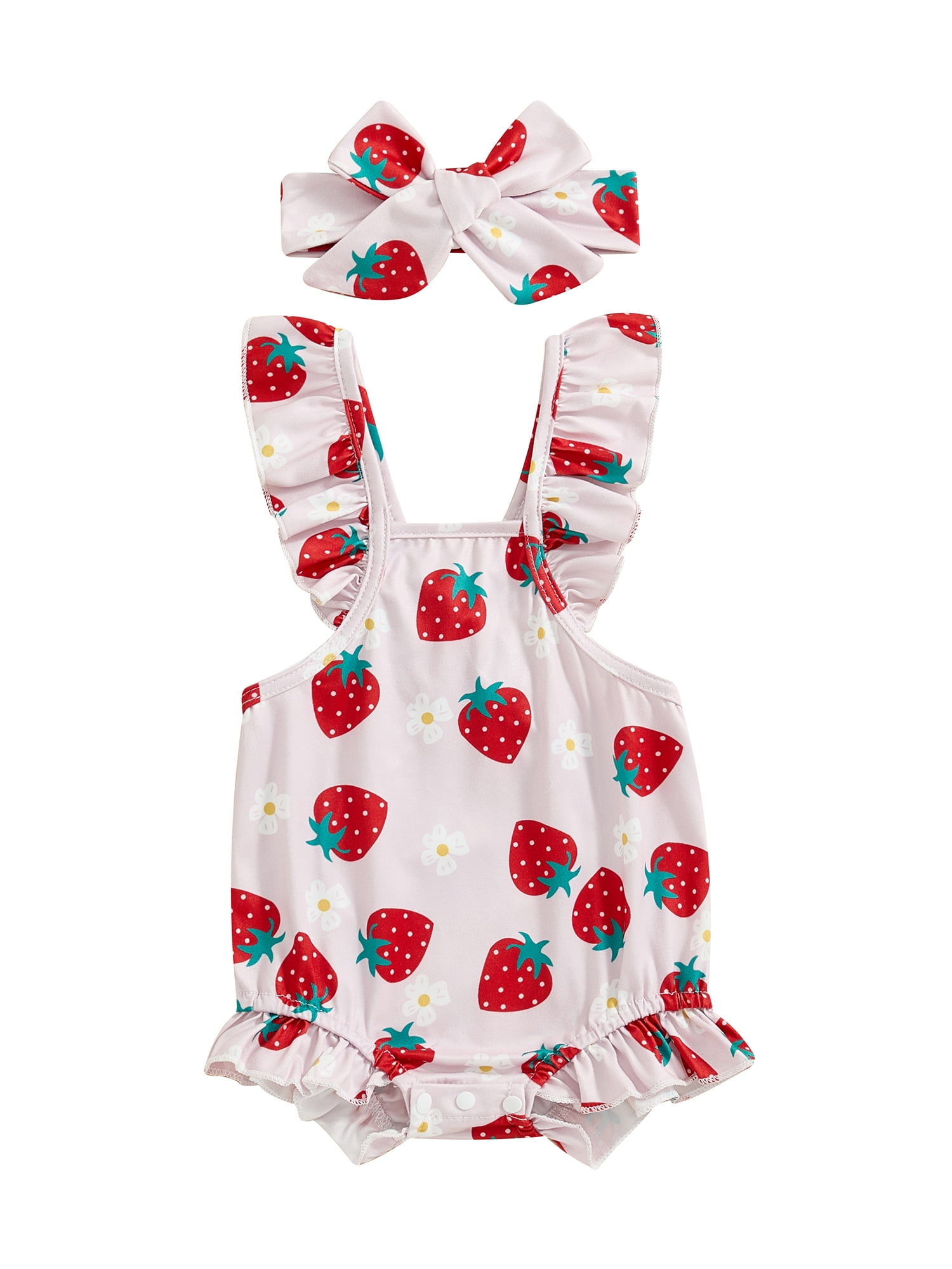 vera natura Baby Girls Summer Casual Romper Flying Sleeve Floral ...