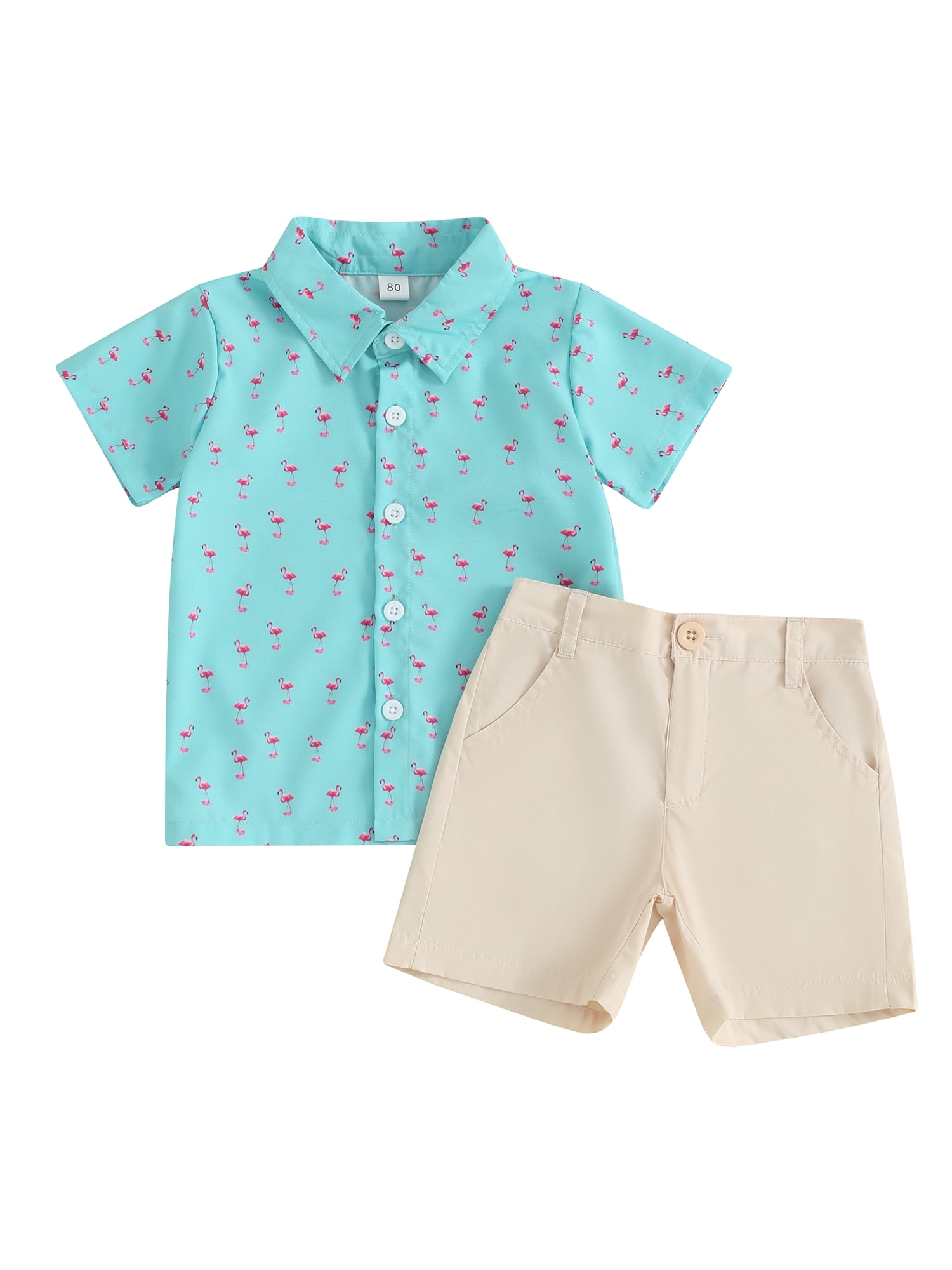 vera natura Baby Kids Boys Shorts Set, Short Sleeve Dinosaur Flamingo ...