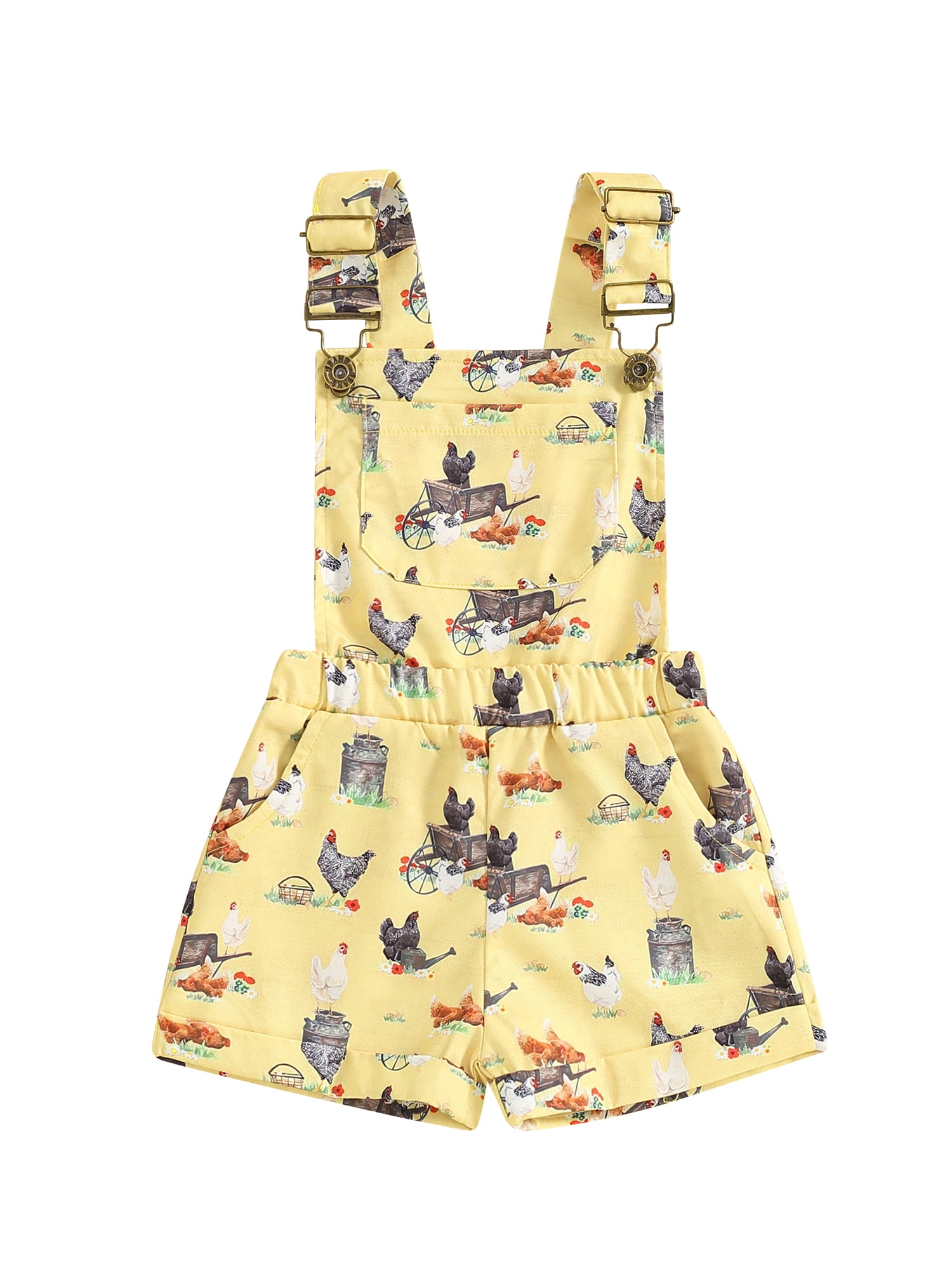 vera natura Kids Girls Overalls Farm Cow/Chicken Print Sleeveless ...