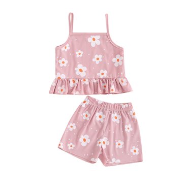 Toddler Kids Baby Girls Summer Floral Outfits Clothes T-shirt Vest Tops + Shorts Set - Walmart.com