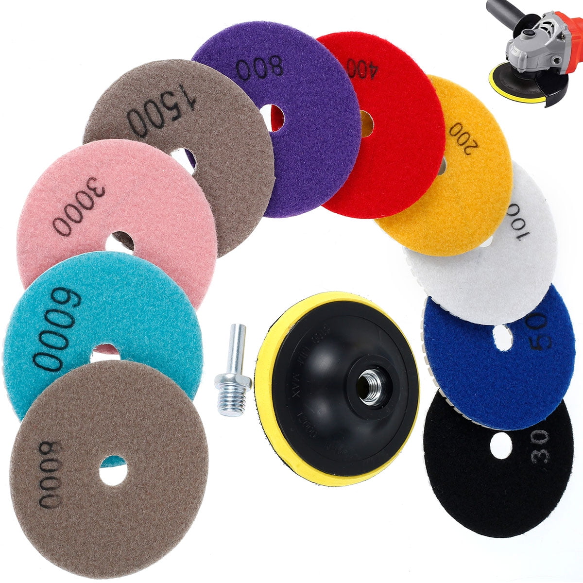 verlacod 14Pcs Diamond Polishing Pads 4inch Granite Polishing Kit ...