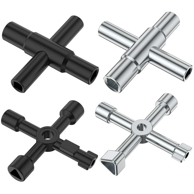 verlacod 4Pcs 4 Way Sillcock Key Tool Steel Water Keys Triangle Square ...