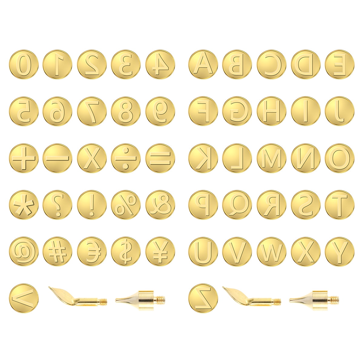Verlacod 56pc Wood Burner Arts Set, Brass Alphabet Numbers & Symbol ...