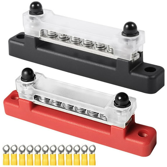 verlacod 6 Way Bus Bar Terminal Block 300V AC/48V DC 130A AC/150A DC ...