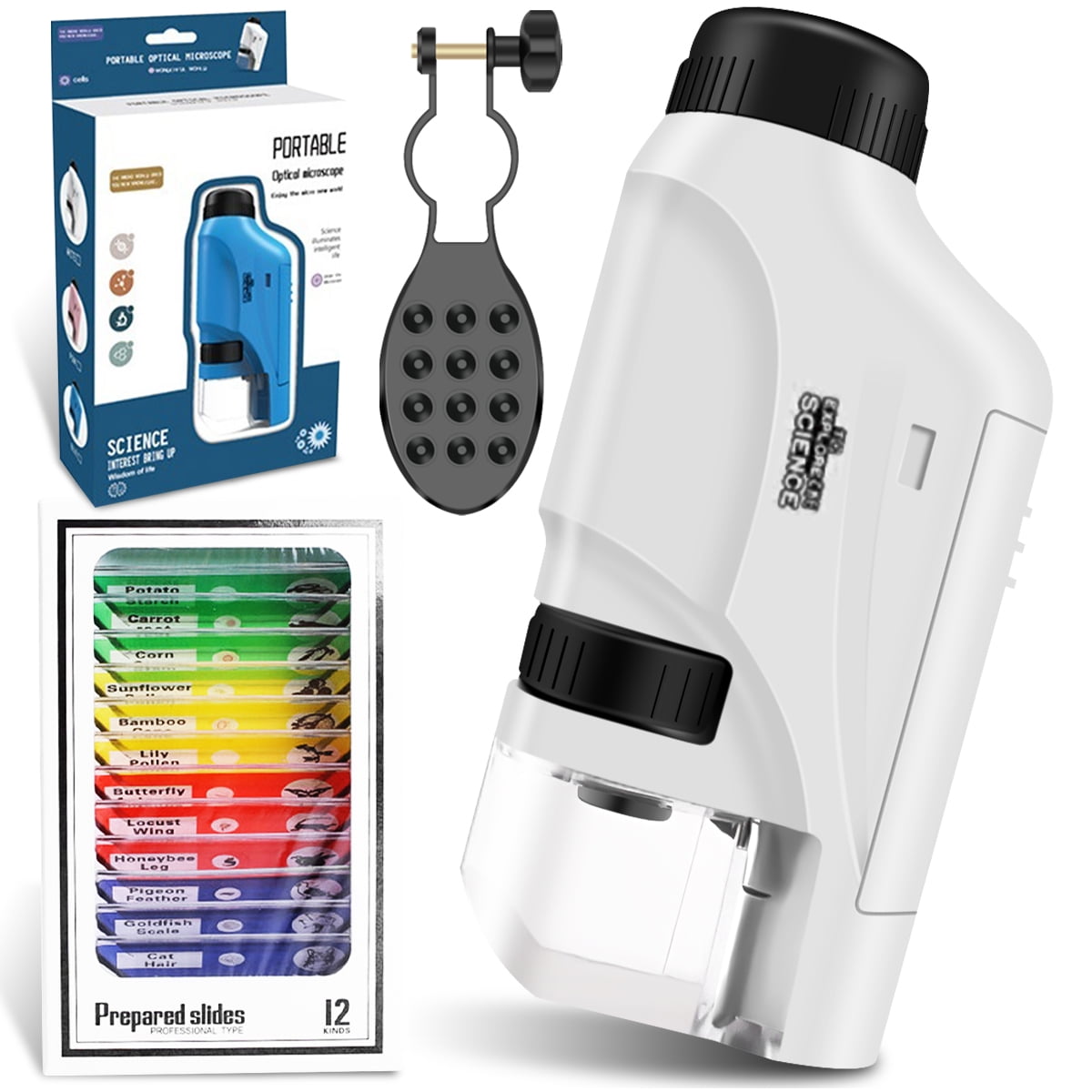 verlacod 60-120x Pocket Microscope Electric Mini Microscope with LED ...