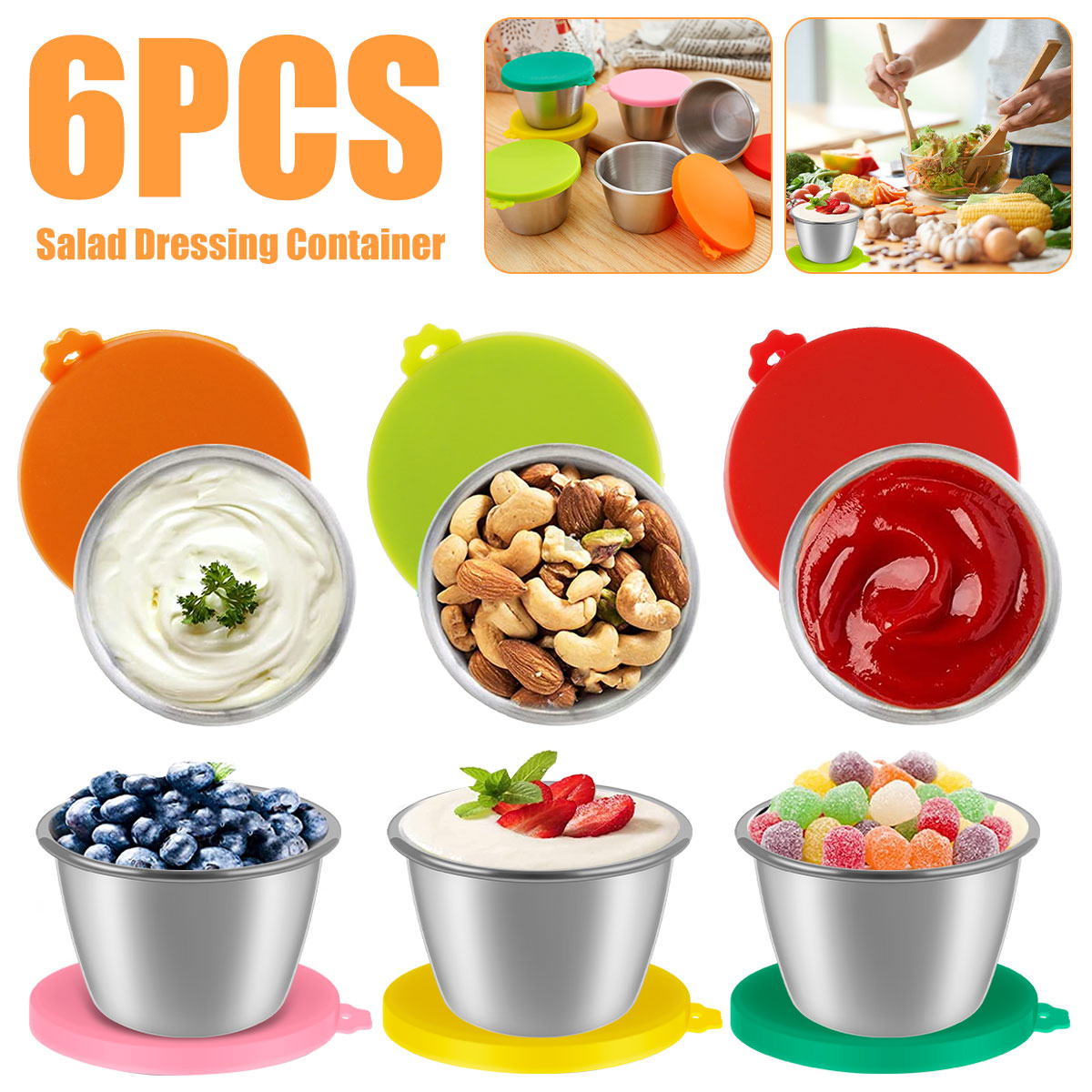 verlacod 6Pcs Salad Dressing Container Condiment Container with ...