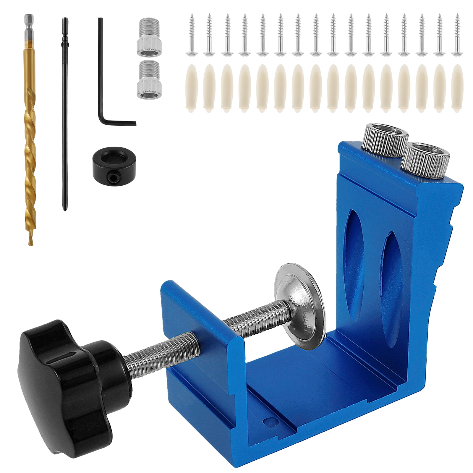 verlacod 78Pcs Pocket Hole Jig Kit,Aluminum Alloy Pocket Screw Jig ...