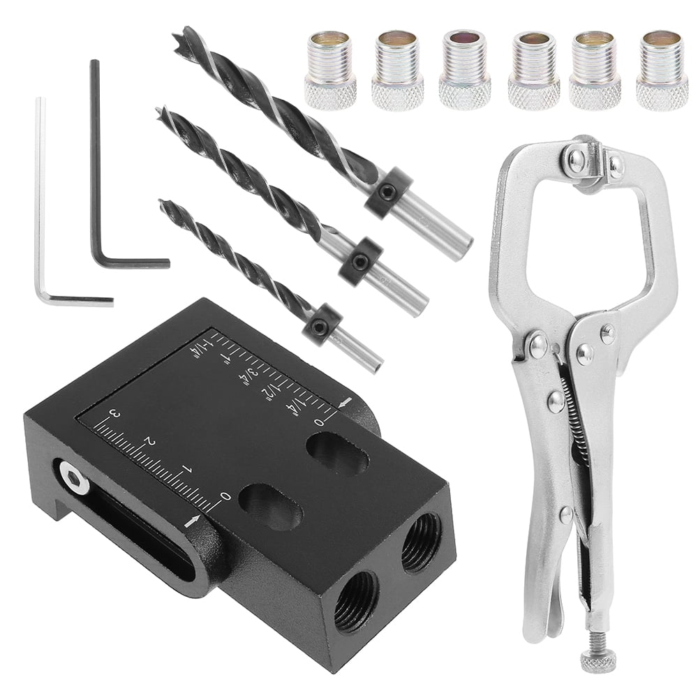 verlacod 8/15/16pcs Pocket Hole Jig Kit 15 Degree Dowel Drill Joinery Kit 6/8/10mm Drive Adapter ...