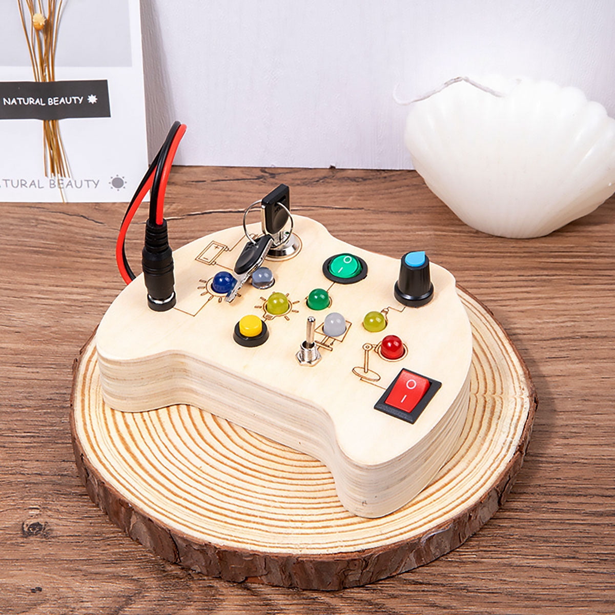 verlacod Montessori Busy Board LED Light Switch Busy Board Wooden ...