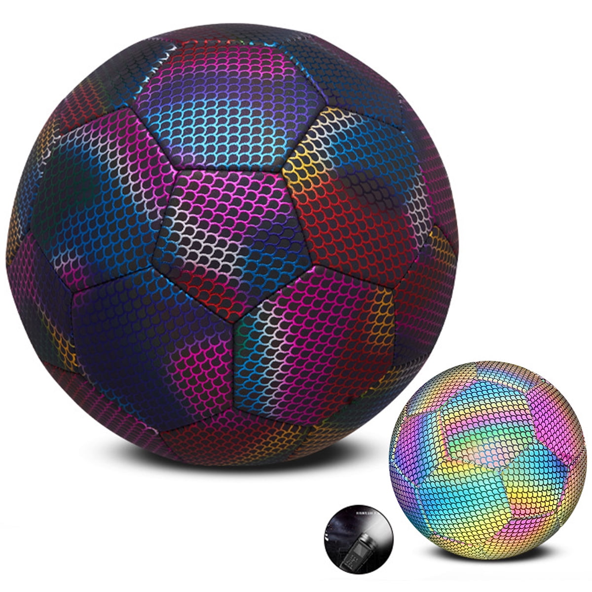verlacod Reflective Football Holographic Luminous Soccer Ball for Night ...