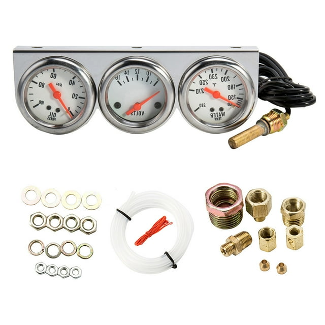 verlacod Triple Gauge Kit Oil Volt Water Gauge 3 in 1 Car Meter Auto ...
