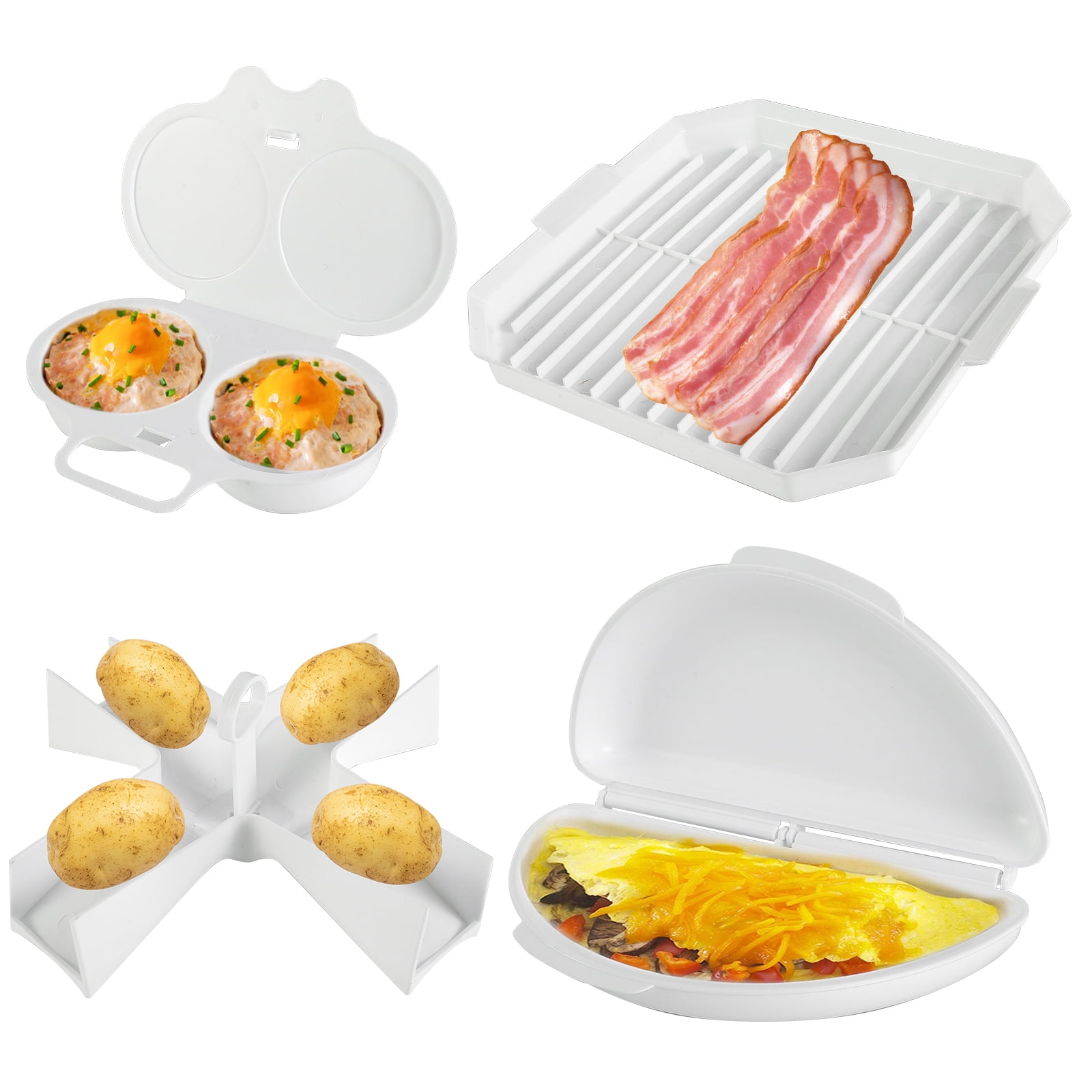 verlacoda 4Pcs Microwave Cooking Set BPA Free Heat Resistant Dishwasher ...