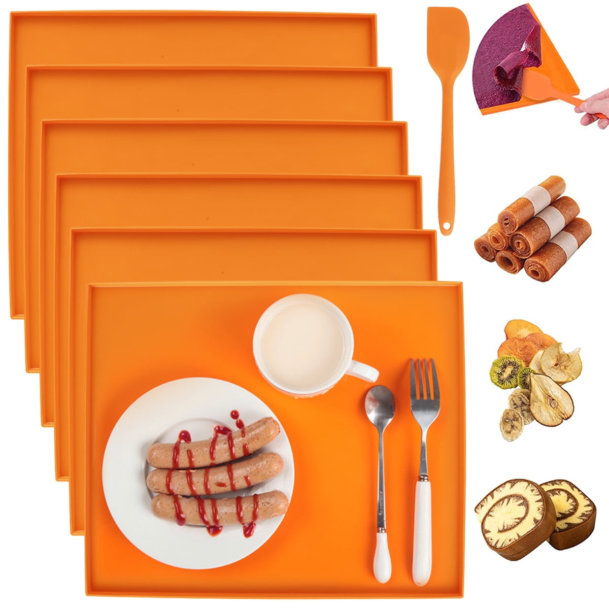 verlacoda 6PCS Silicone Dehydrator Mats Dryer Trays with Edge,12in ...