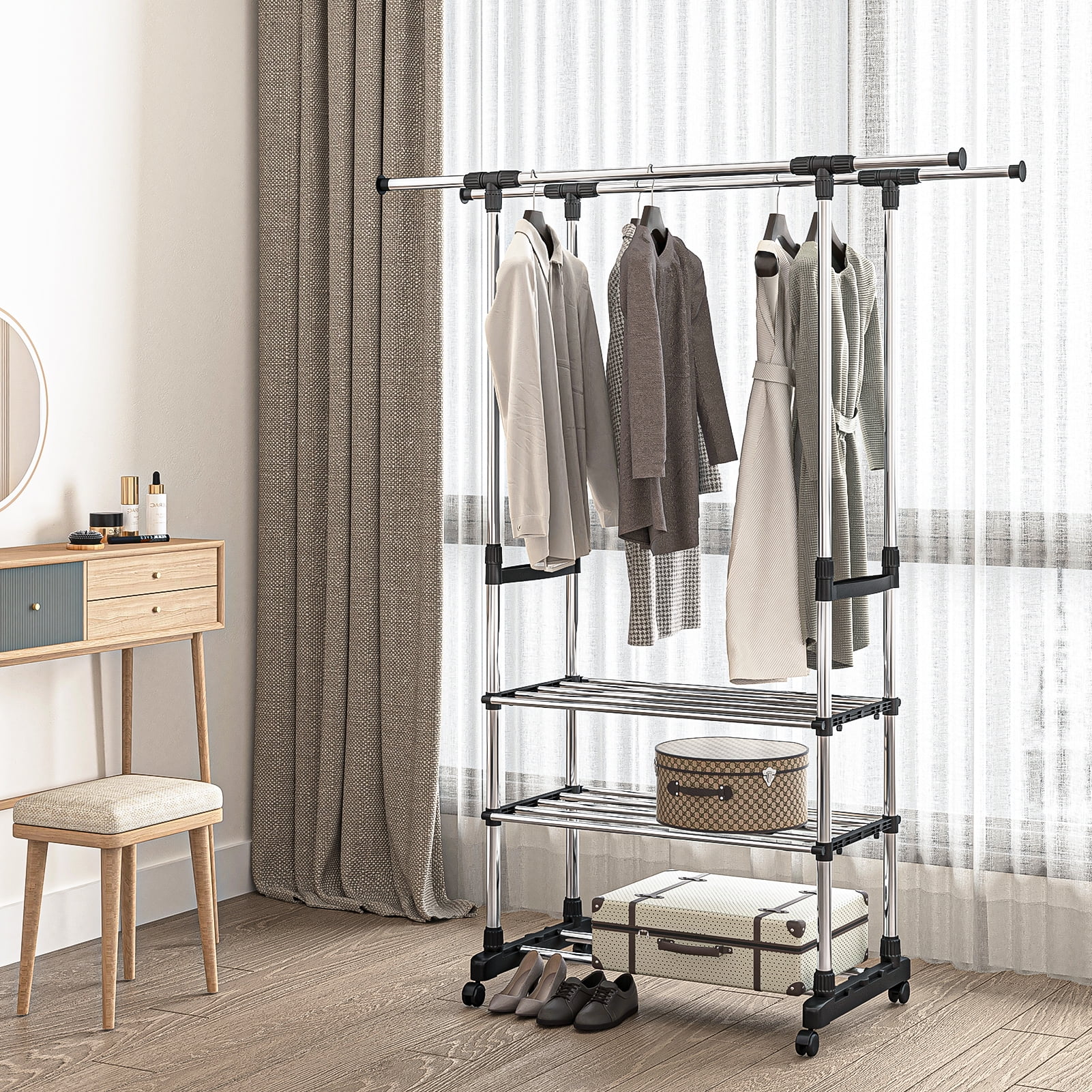 veryke Garment Racks for Clothes, Black Stainless Steel Garment Racks ...