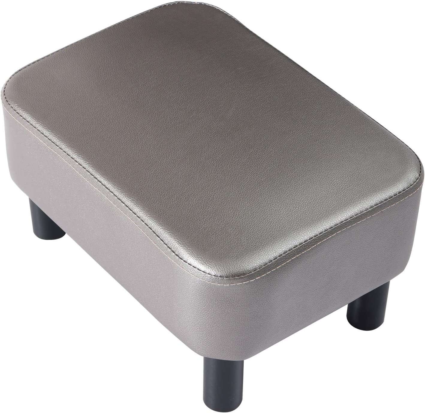 vftybngy 16.54" Small Footstool PU Faux Leather Step Stool with Padded ...