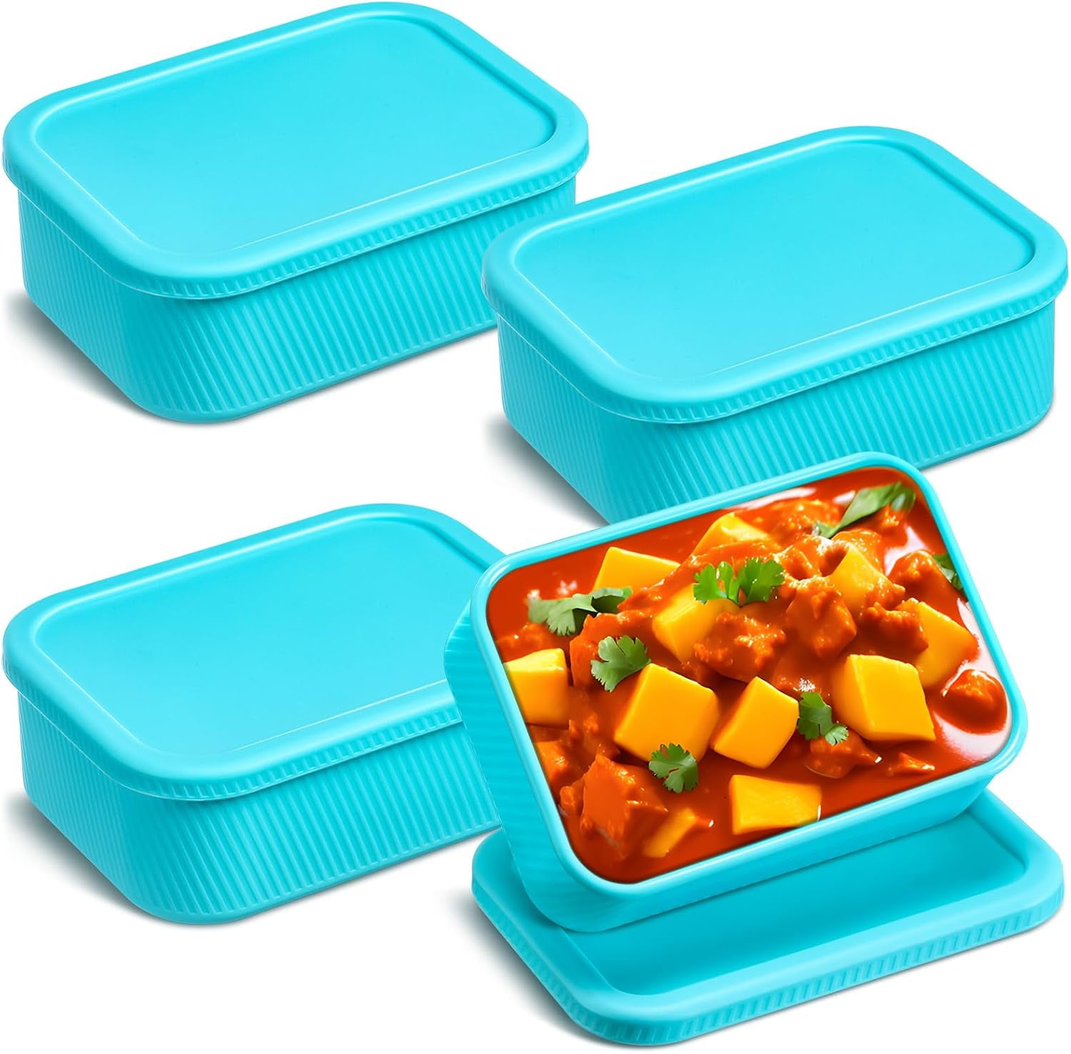 vftybngy 4 Pcs 6 Cup Silicone Freezer Trays with Lid Soup Containers ...