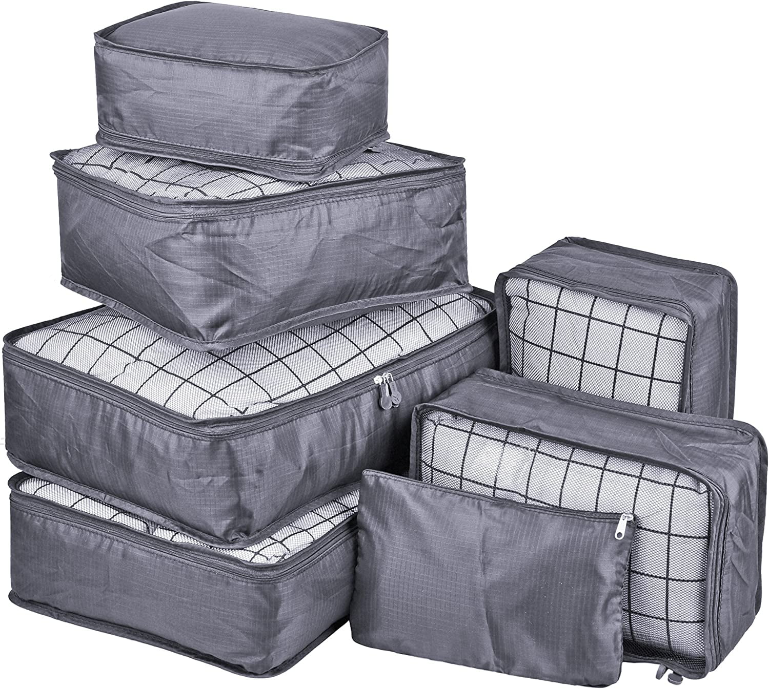 vftybngy 7 Set Travel Packing Organizers Cubes Luggage Suitcase ...