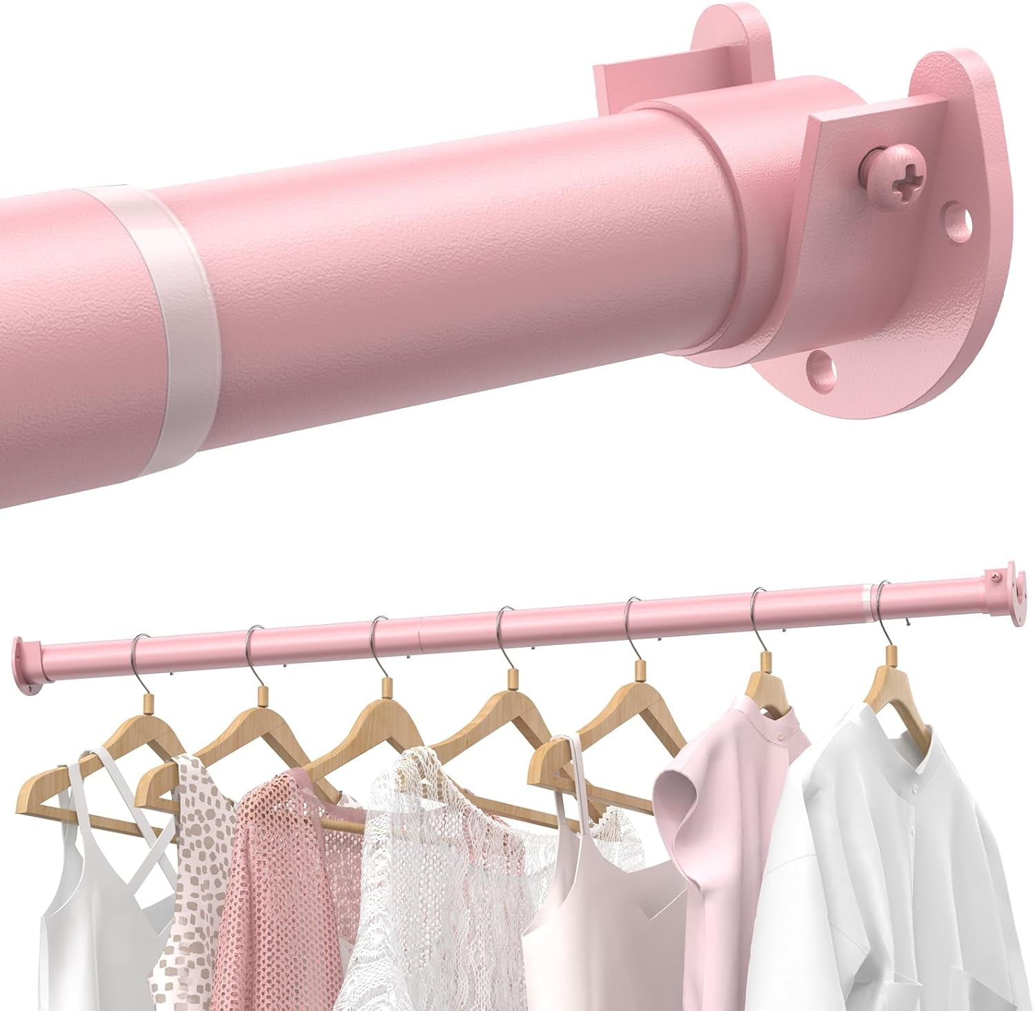 vftybngy Closet Rods for Hanging Clothes 17 to 84 Inches Stepless ...