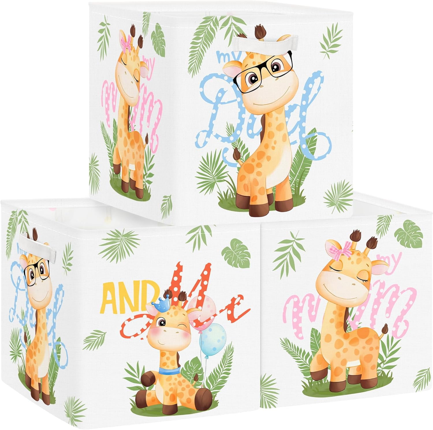 vftybngy Cute Animals Kid Storage Cube Organizer Set Leaves Closet ...