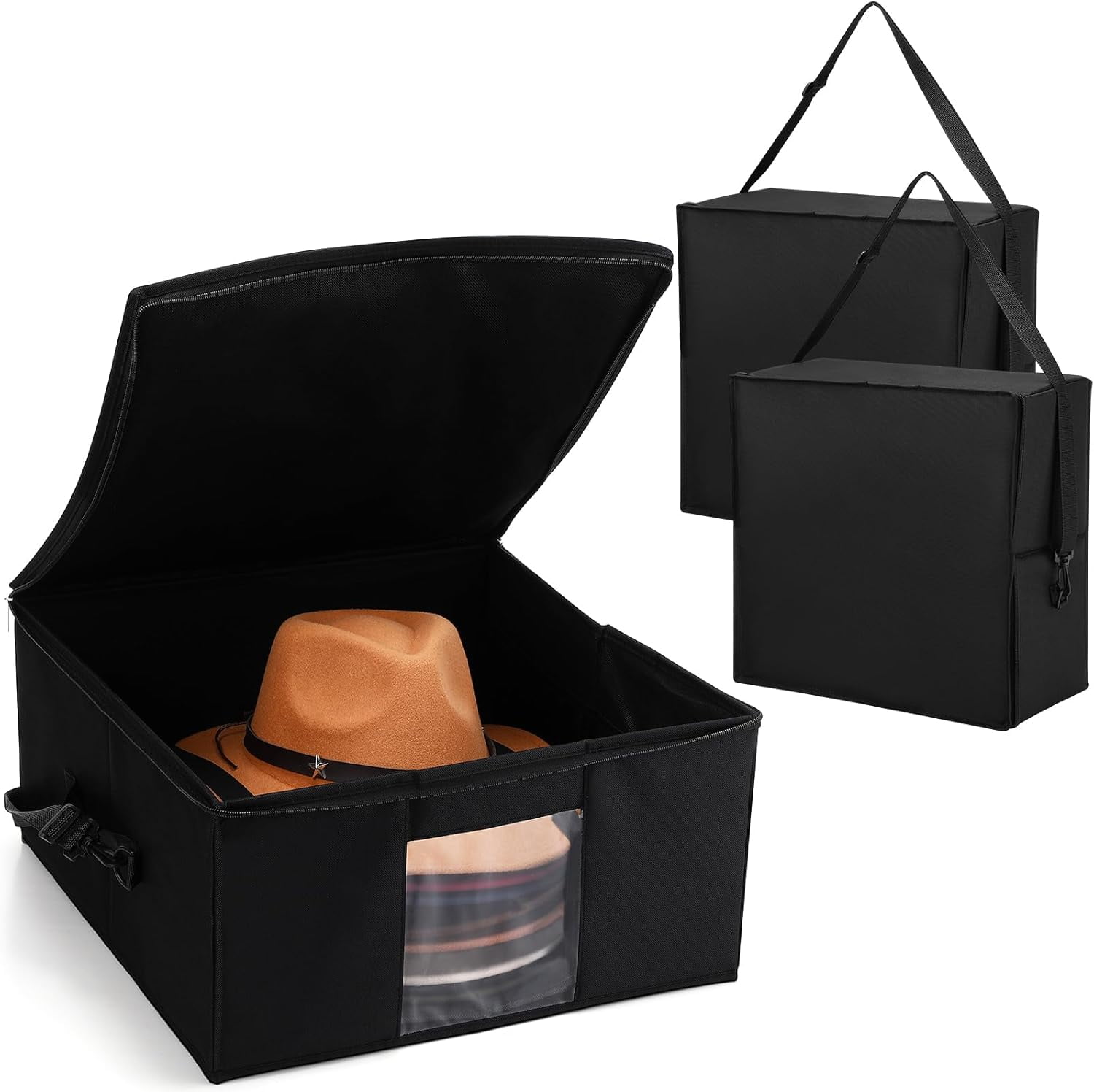 vftybngy HCOCM 2 Pcs Hat Storage Box Upgrade Stackable Organizer with ...