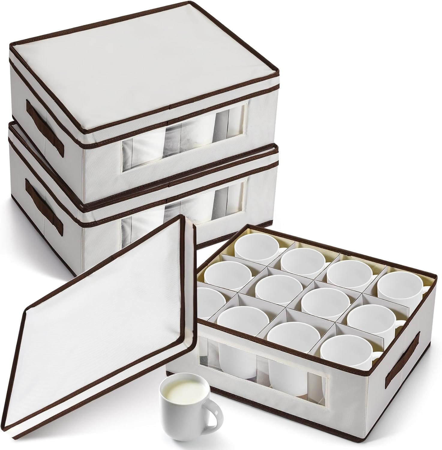 vftybngy HCOCM 3 Pcs Champagne Flute Storage Box with Dividers 12 ...
